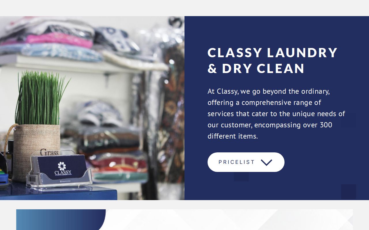 Pricelist Classy Laundry & Dry Clean